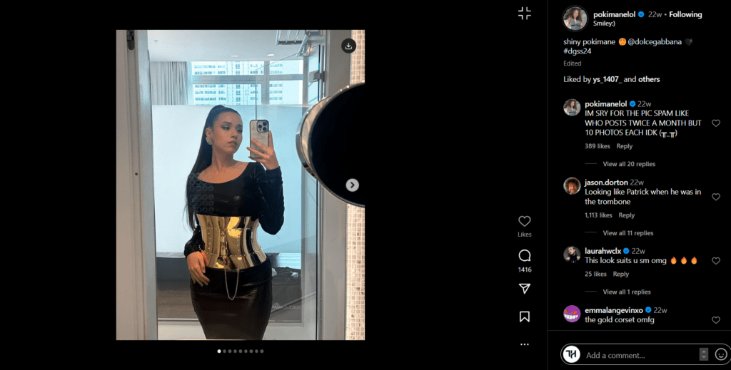 Pokimane in Black Dolce Gabanna Gown: Check Out Her Pics