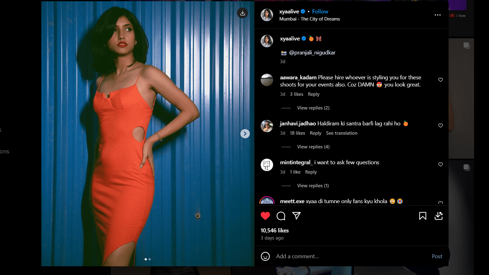 Top Indian Female Streamer Xyaa in Mini Skirt & Orange Top: Bold Pics